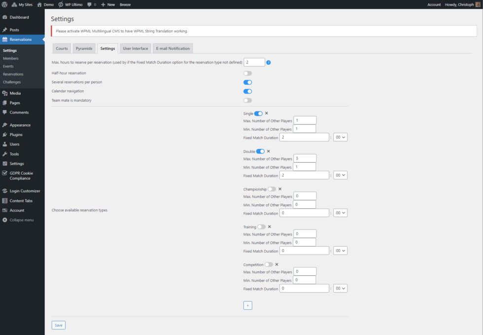 Documentation - Court Reservation