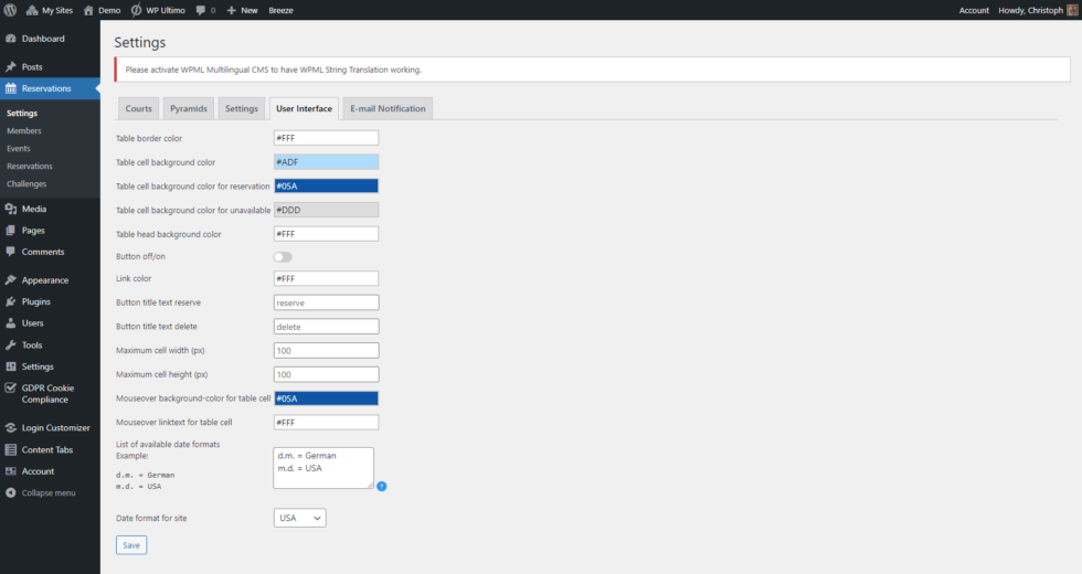 Documentation - Court Reservation